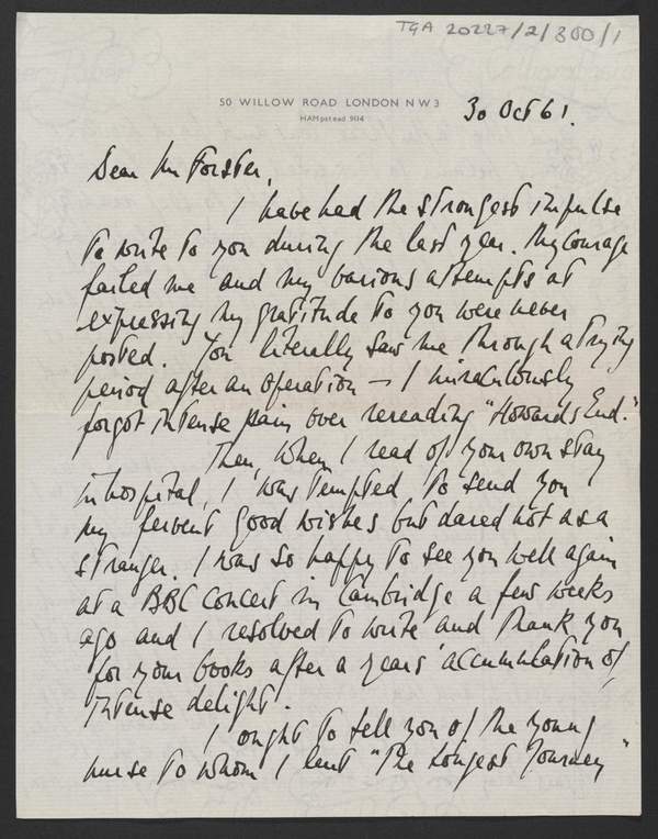 Draft letter to E.M. Forster from Milein Cosman Keller‘, Milein Cosman ...