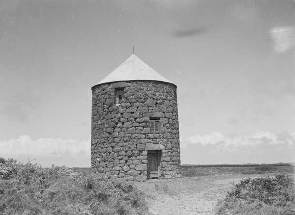 Photograph of a windmill converted for use as a seamark near Lizard ...