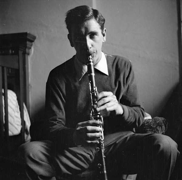 Photograph of a musician performing on a clarinet‘, Nigel Henderson, [c ...