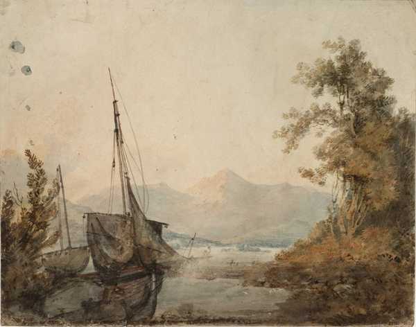 ‘River Landscape with Distant Mountain‘, Joseph Mallord William Turner ...