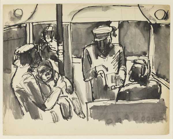Sketch of a journey in the bus‘, Josef Herman, [1951]‘, Josef Herman ...