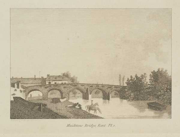 ‘Maidstone Bridge, Kent, engraved by J. Newton‘, Unknown artist ...