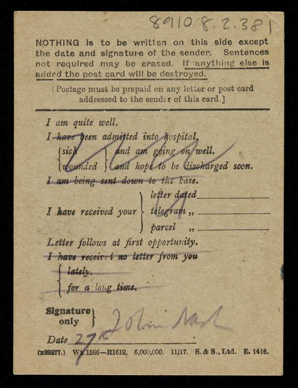 Card from John Nash to Christine Nash‘, John Nash, recipient: Christine ...