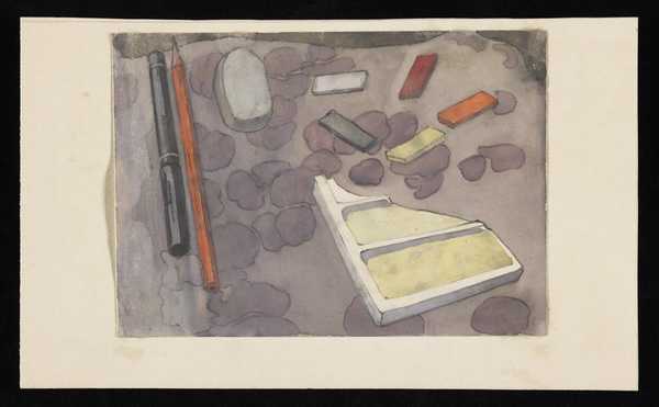Watercolour showing artists’ materials‘, Ithell Colquhoun, [c.1927–30 ...