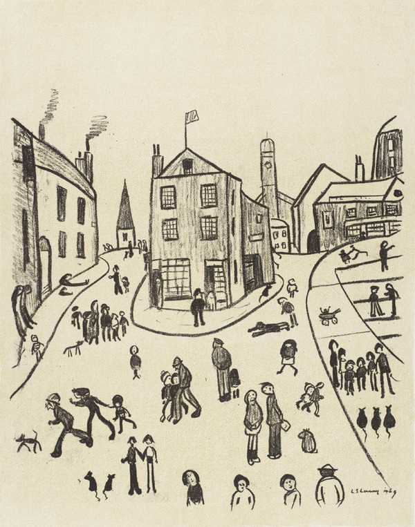 ‘The Three Cats, Alstow‘, L.S. Lowry, 1969–70 | Tate