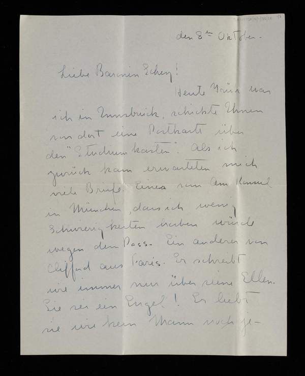 Letter from Edward Renouf to Anny Schey von Koromla‘, Edward Renouf ...