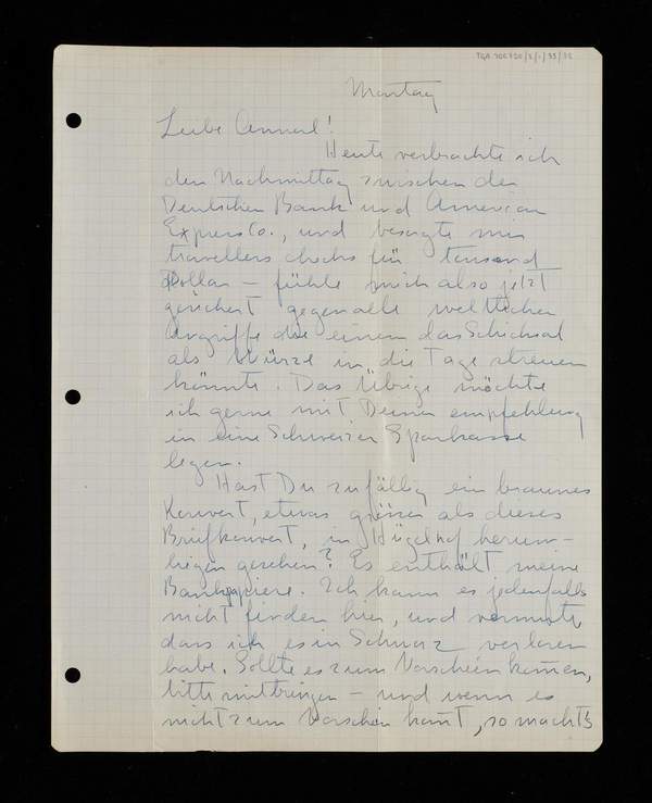 Letter from Edward Renouf to Anny Schey von Koromla‘, Edward Renouf ...