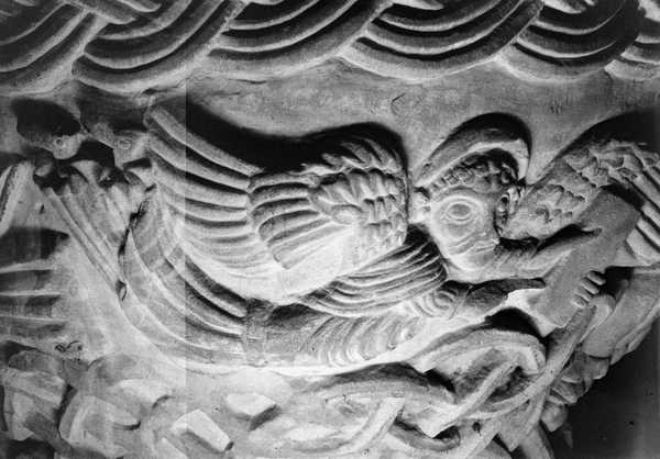 Photograph of detail of a font at St Michael and All Angels’ Church in ...