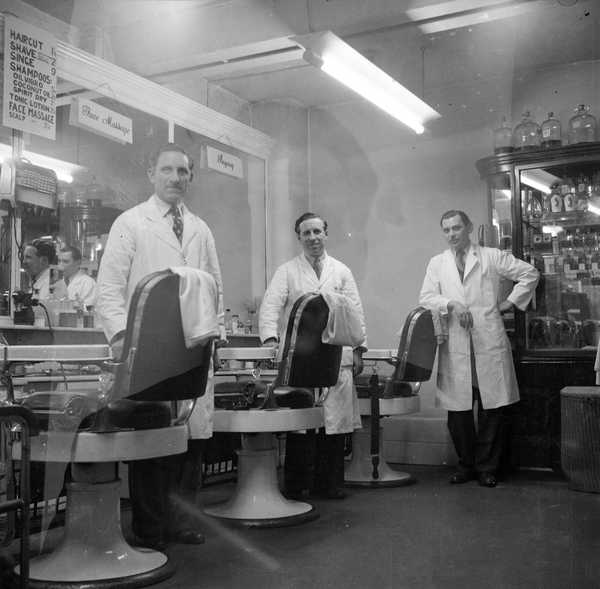 Photograph showing interior of a barber shop‘, Nigel Henderson, [c.1949 ...