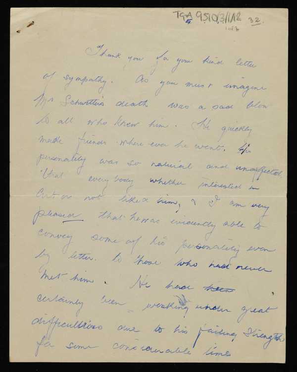 Letter from Edith Thomas (‘Wantee’) to Margaret Miller, concerning Kurt ...