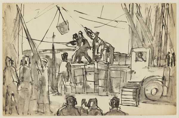 Sketch of loading at the dock-side‘, Josef Herman‘, Josef Herman – Tate ...