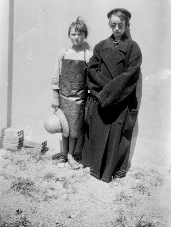 Black and white negative of Judith Bagenal and Angelica Bell, posing in ...