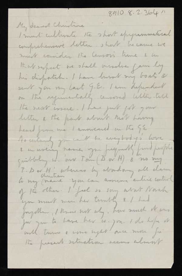 Letter from John Nash to Christine Nash‘, John Nash, recipient ...