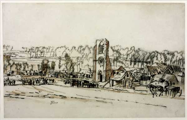 ‘A Ruined Village in France: Bécordel-Bécourt‘, Sir Muirhead Bone, 1916 ...