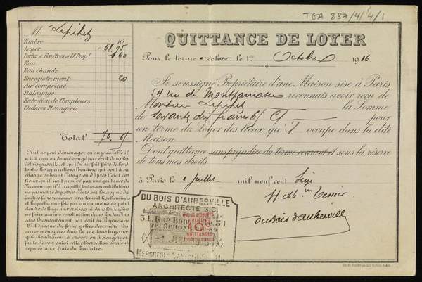 Official residential documents‘, collection owner: Jacques Lipchitz, 1916–55‘, collection owner ...
