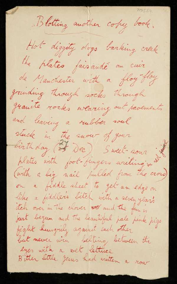 Manuscript titled ‘Blotting another copy book’ by John Banting‘, John ...