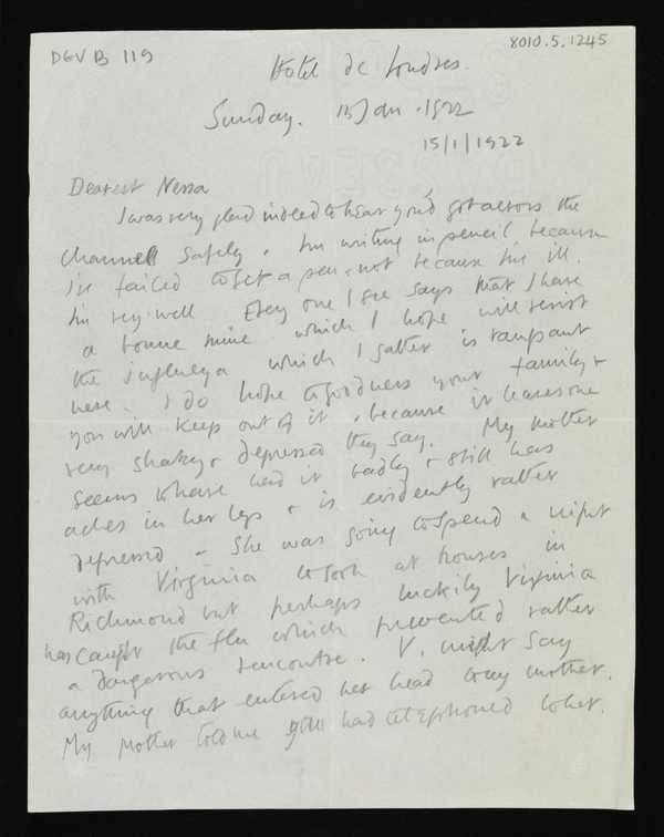 Letter from Bear [Duncan Grant] to Vanessa Bell‘, Duncan Grant ...