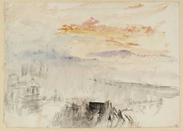 ‘Road, with Huts‘, Joseph Mallord William Turner, after c.1830 | Tate