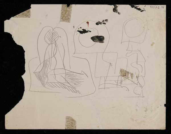 Abstract drawing, possibly of three figures, by Cecil Collins‘, Cecil ...