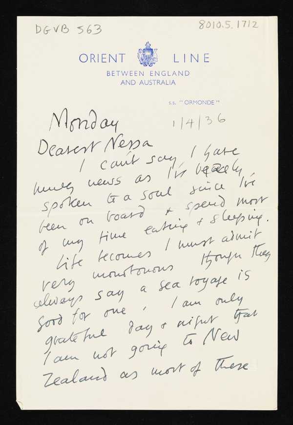Letter from D. [Duncan Grant] to Vanessa Bell [Charleston]‘, Duncan ...
