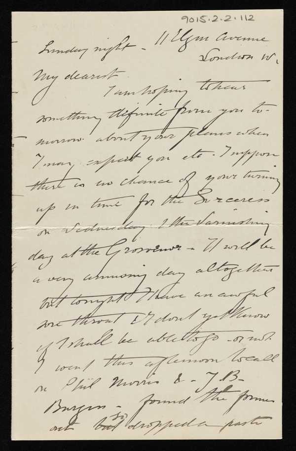 Letter from Stanhope Forbes to Elizabeth Armstrong, addressed 11 Elgin ...