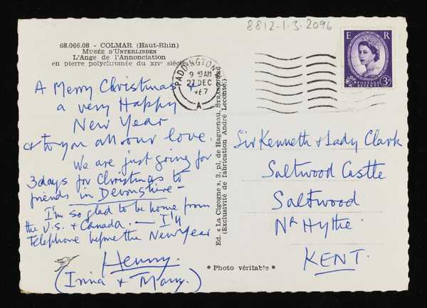 Postcard from Henry Moore to Kenneth and Jane Clark‘, Henry Moore OM ...