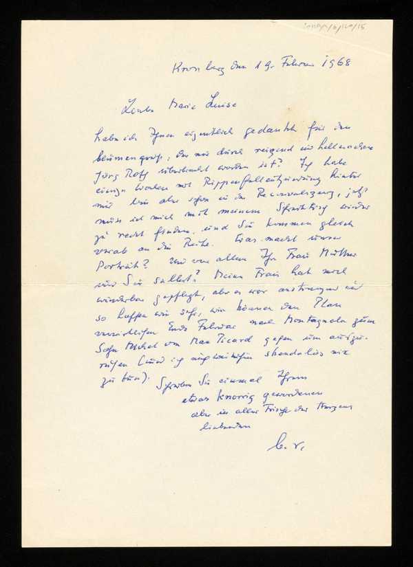 Letter from Benno Reifenberg, Kronberg‘, Benno Reifenberg, 19 February ...