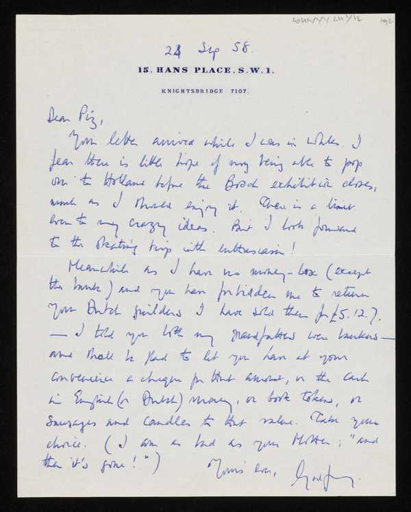 Letter from Godfrey Samuel‘, Godfrey Samuel, recipient: Marie-Louise ...