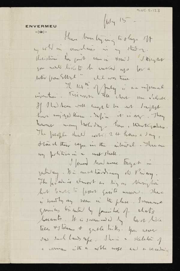 Letter from Walter Sickert to Ethel Sands, addressed Envermeu‘, Walter ...