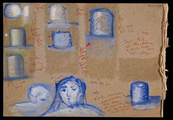 Colour studies and painting of a head by Cecil Collins, with ...