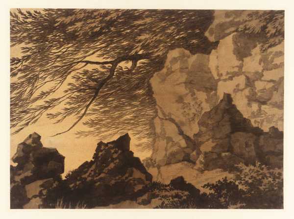 ‘Trees and Rocks‘, Alexander Cozens | Tate