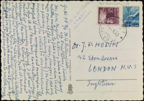 Postcard from Oskar Kokoschka to J.P. Hodin‘, Oskar Kokoschka ...