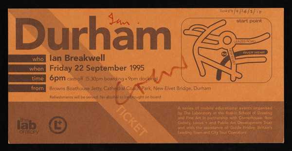 Ticket for Ian Breakwell’s ‘Hidden Cities’ tour of Durham‘, Unknown ...