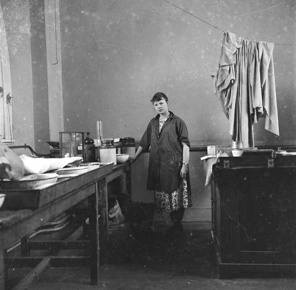 Photograph showing interior of a room with unidentified woman‘, Nigel ...