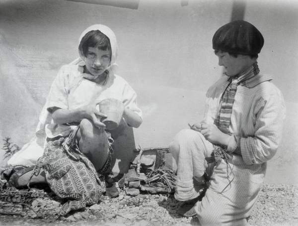 Black and white negative of Angelica Bell and Judith Bagenal in ...