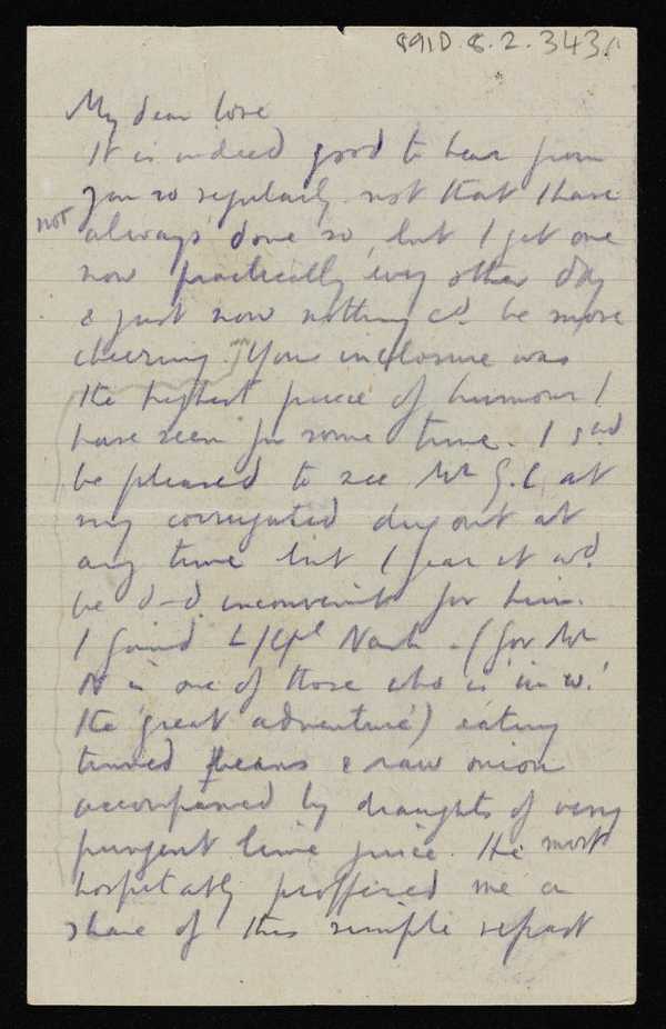 Letter from John Nash to Christine Nash about Paul Nash working on a ...