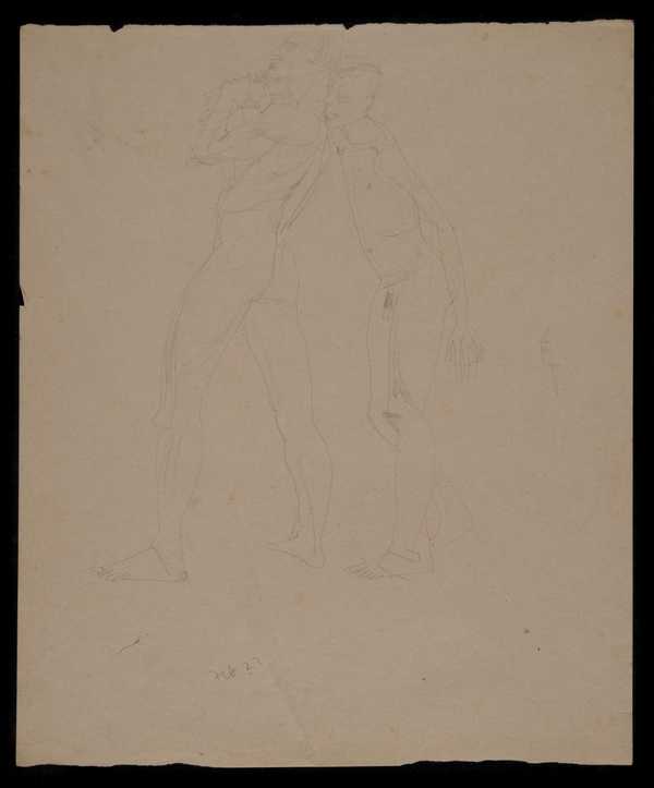 Two sketches of male nudes, one holding the other’s arm over his shoulder‘, Felicia Browne ...
