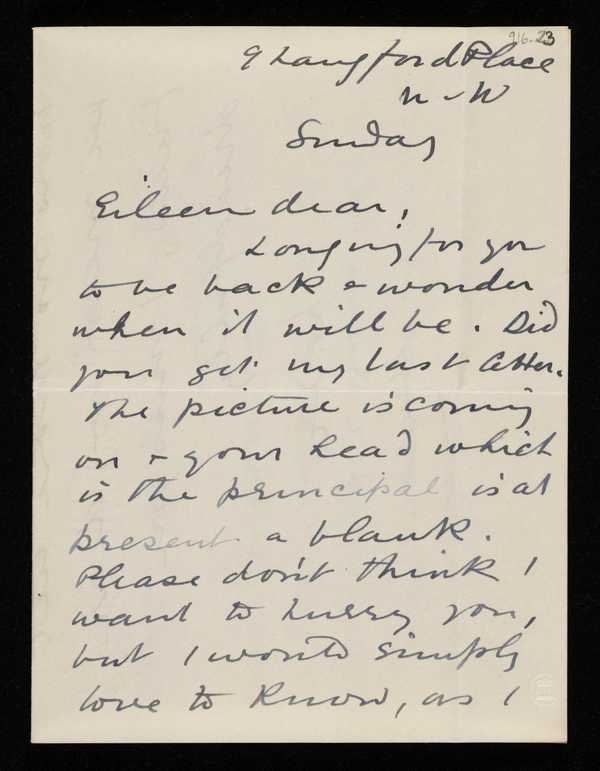 Letter from Laura Knight to Eileen Mayo‘, Dame Laura Knight, recipient ...