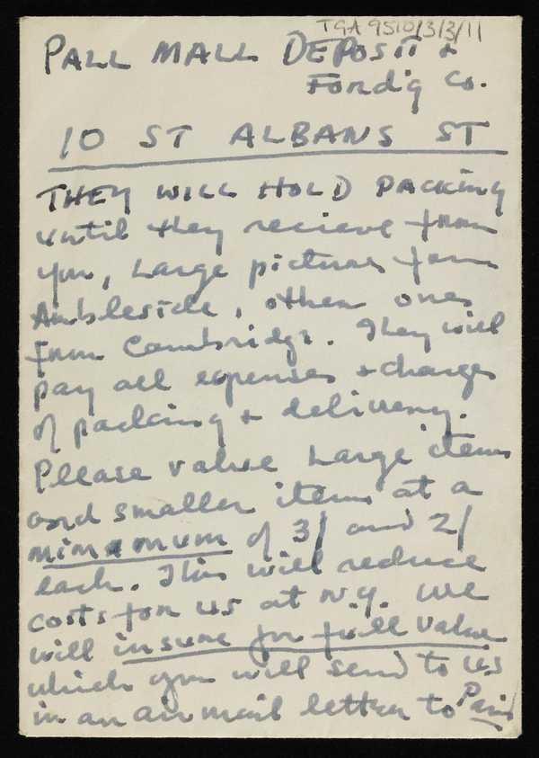 Letter from Sidney Janis to Edith Thomas, about a shipment of ...