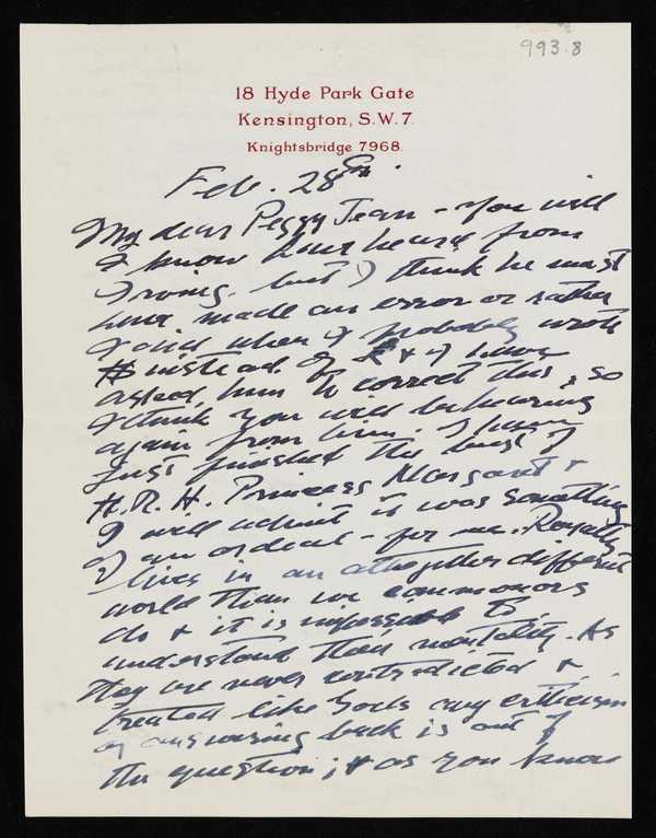 Letter from Jacob Epstein to Peggy Jean Hornstein‘, Sir Jacob Epstein ...