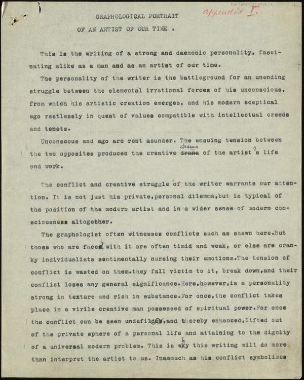 Graphological Portrait of an Artist of Our Time’ by H.J. Jacoby‘, Dr J ...