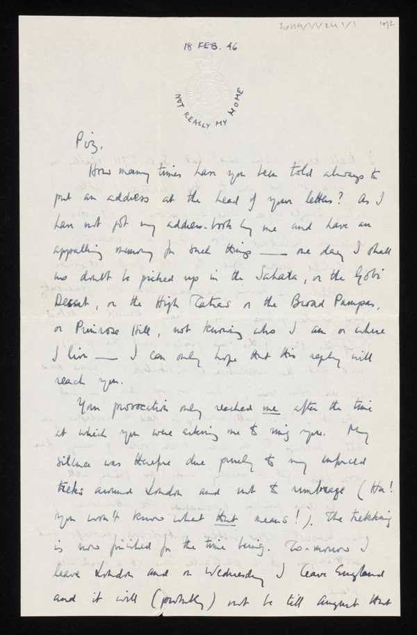 Letter from Godfrey Samuel‘, Godfrey Samuel, recipient: Marie-Louise ...