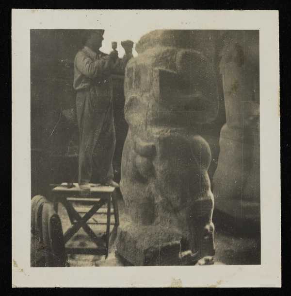 Photograph of Jacob Epstein working on his sculpture ‘Adam’‘, Anonymous ...