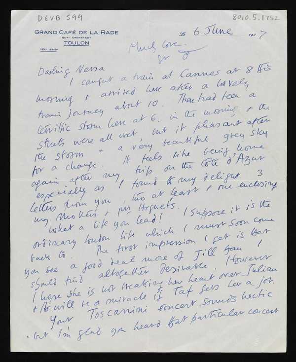 Letter from D. [Duncan Grant] to Vanessa Bell‘, Duncan Grant, recipient ...