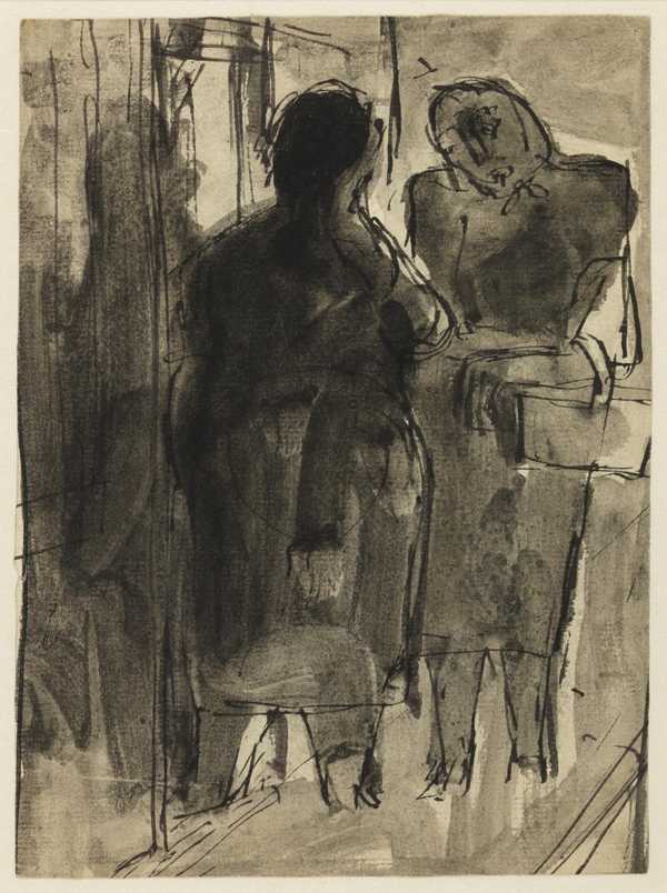 Sketch of two women meeting‘, Josef Herman, [1947]‘, Josef Herman ...