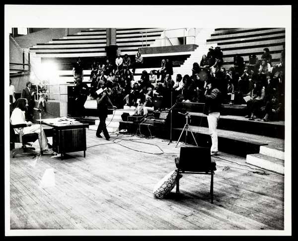 Black and white photograph of Ian Breakwell and Kevin Coyne during a ...