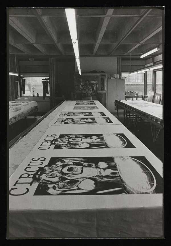 Black and white photograph of Ian Breakwell working on prints for ...