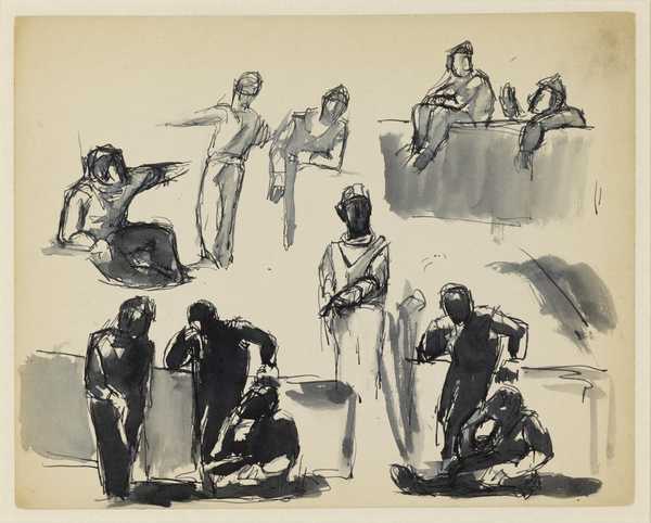 Sketch of miners in movement‘, Josef Herman, [1947–8]‘, Josef Herman ...
