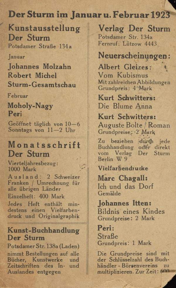 Invitation for ‘Sturm-Ball’‘, Der Sturm, recipient: Jacques Lipchitz ...