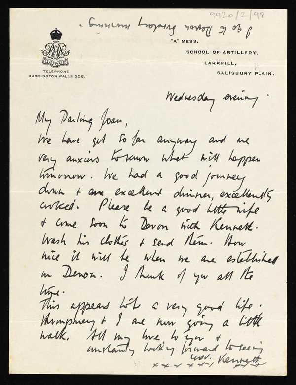 Letter from Kenneth Armitage to Joan Moore, addressed School of ...